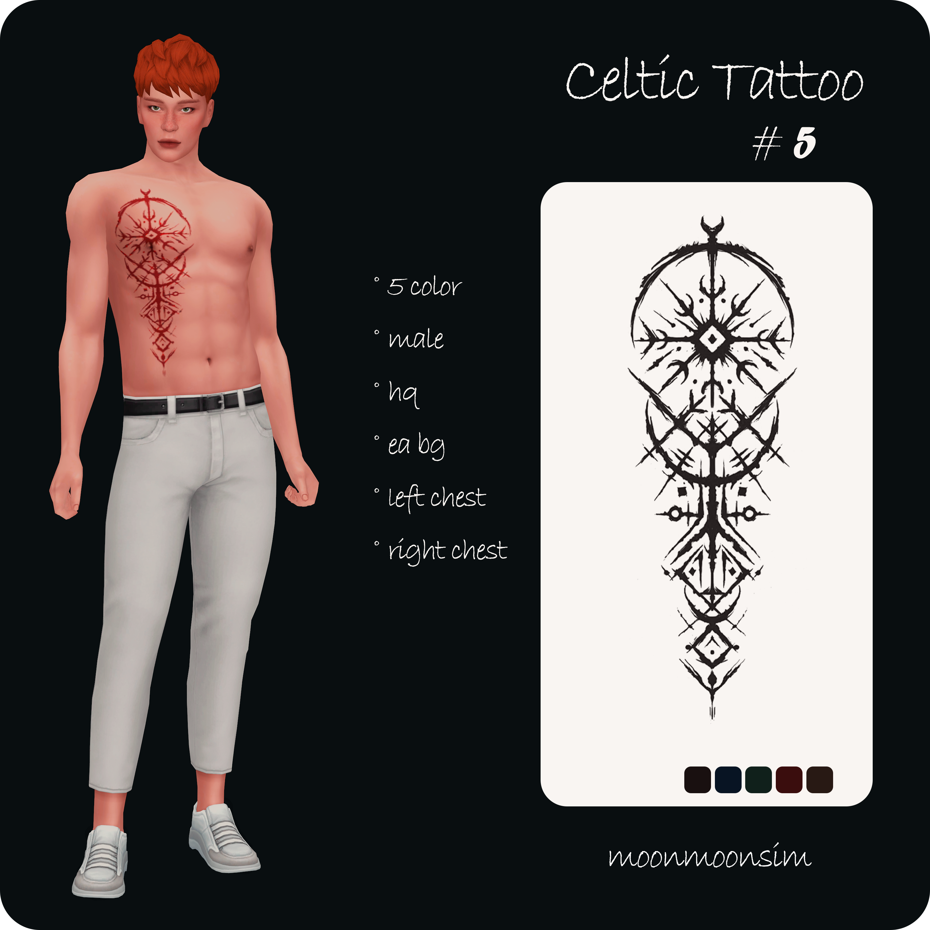 moonmoonsim celtic male tattoo 5 - Gallery - The Sims 4 Create a Sim ...