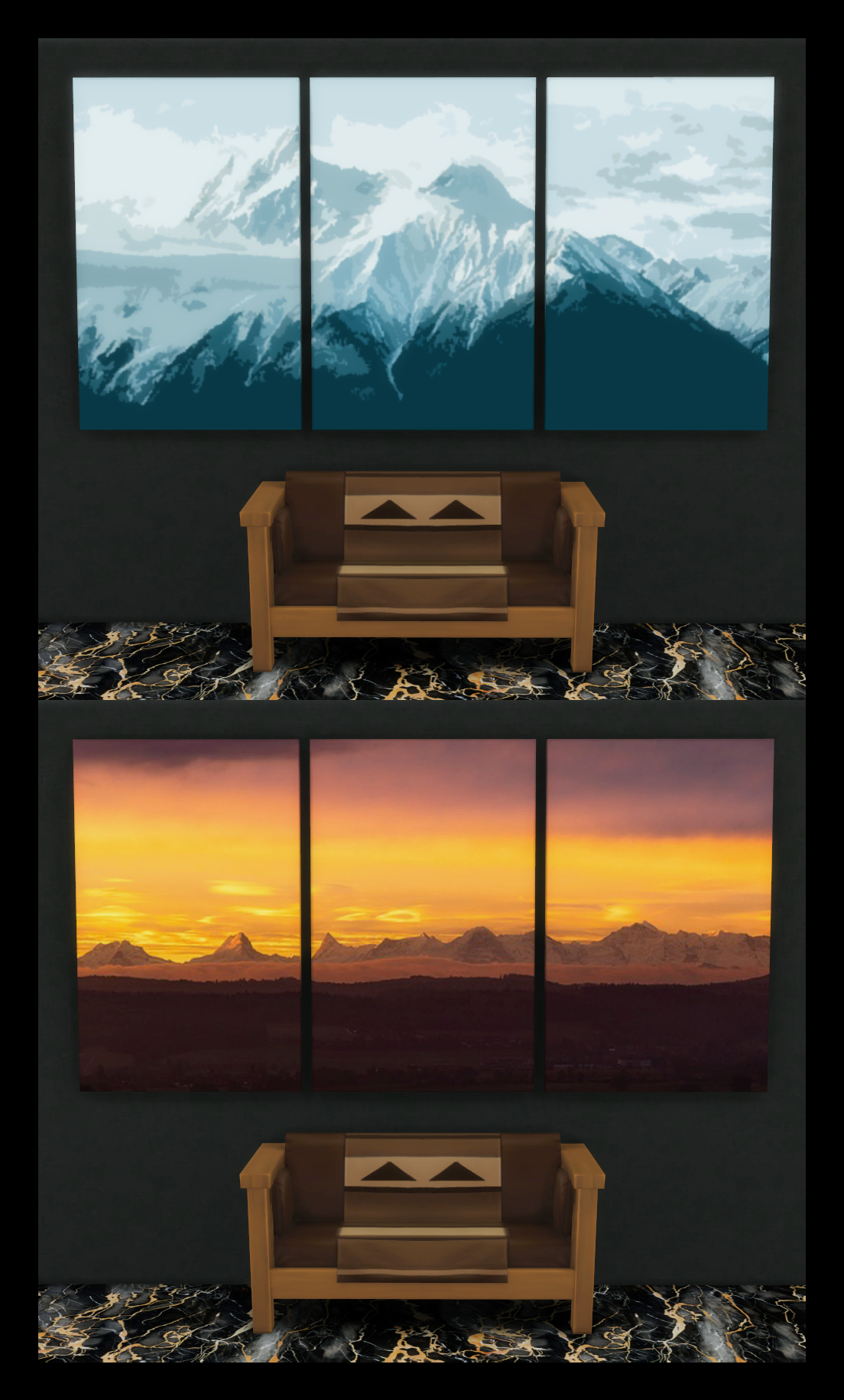 Triptych Landscapes - Modern Contemporary - Gallery - The Sims 4 Build ...