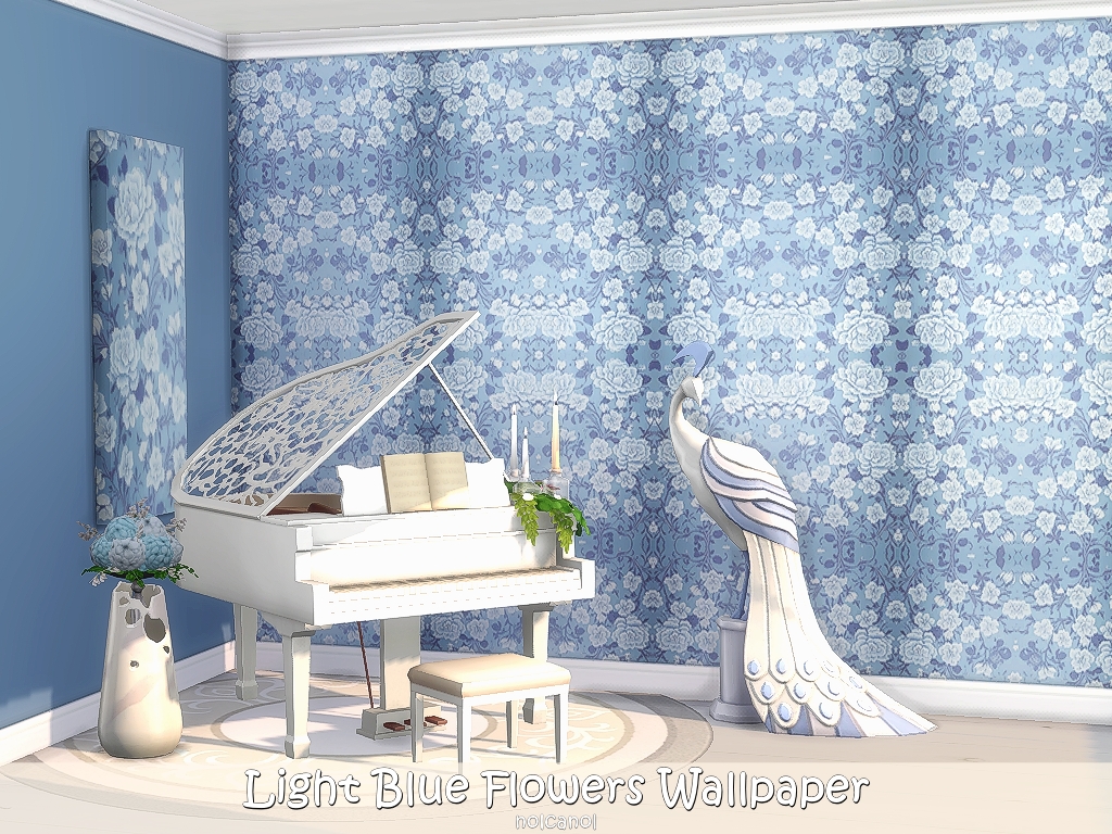 Light Blue Flowers Wallpaper - Screenshots - The Sims 4 Build / Buy ...