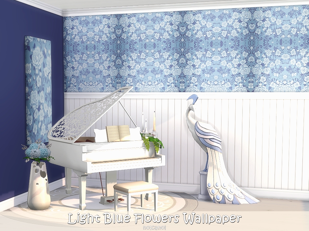 Light Blue Flowers Wallpaper - Screenshots - The Sims 4 Build / Buy ...