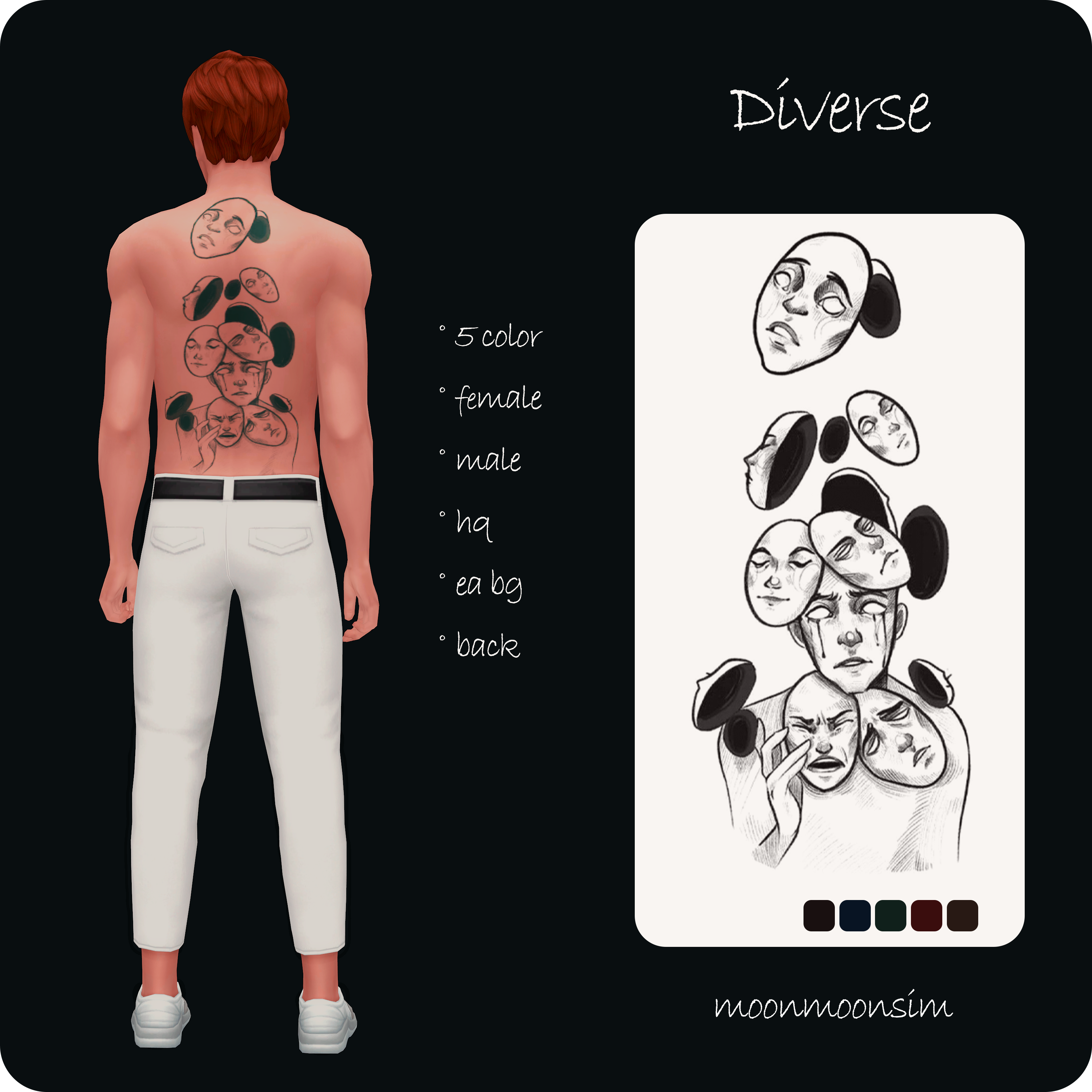 moonmoonsim diverse female tattoo - Gallery - The Sims 4 Create a Sim ...