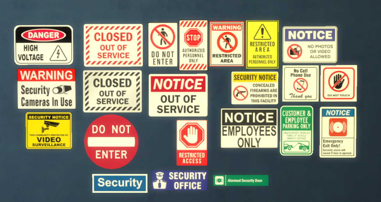 Security Sign Decals | Business (pack #2) - The Sims 4 Build / Buy ...