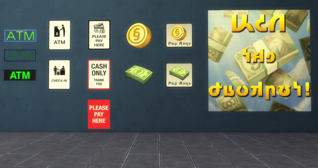 Money/ATM sign decals | Business pack #3 - The Sims 4 Build / Buy ...