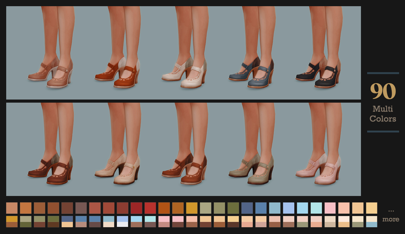 Cottage Living Mary Jane Recolor - 90 Swatches - The Sims 4 Create a ...