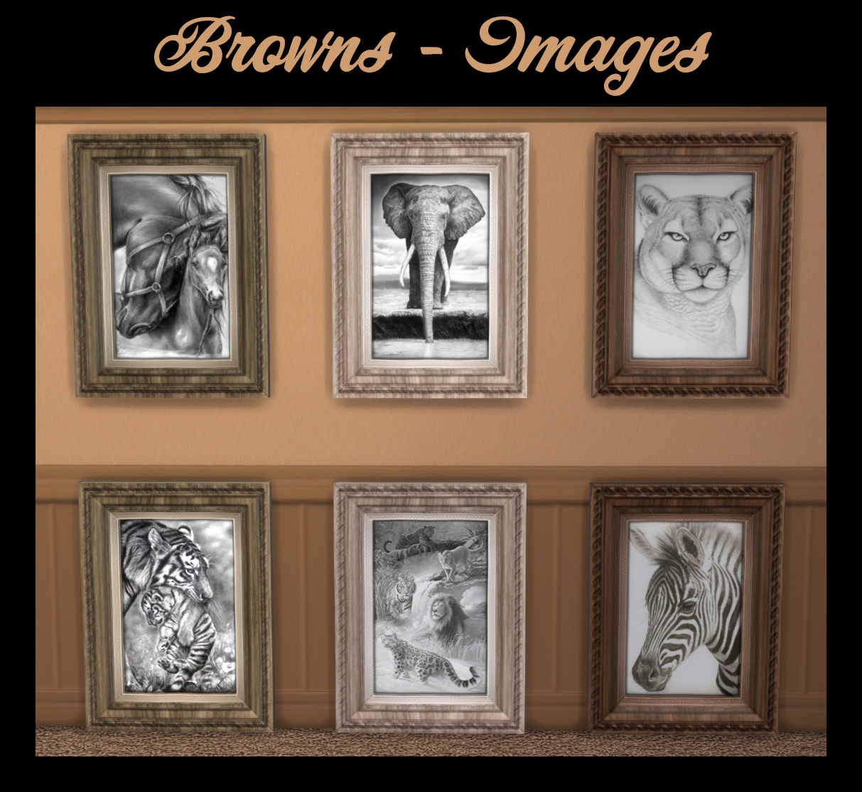 Pencil Portraits - Brown Frames - The Sims 4 Build / Buy - CurseForge