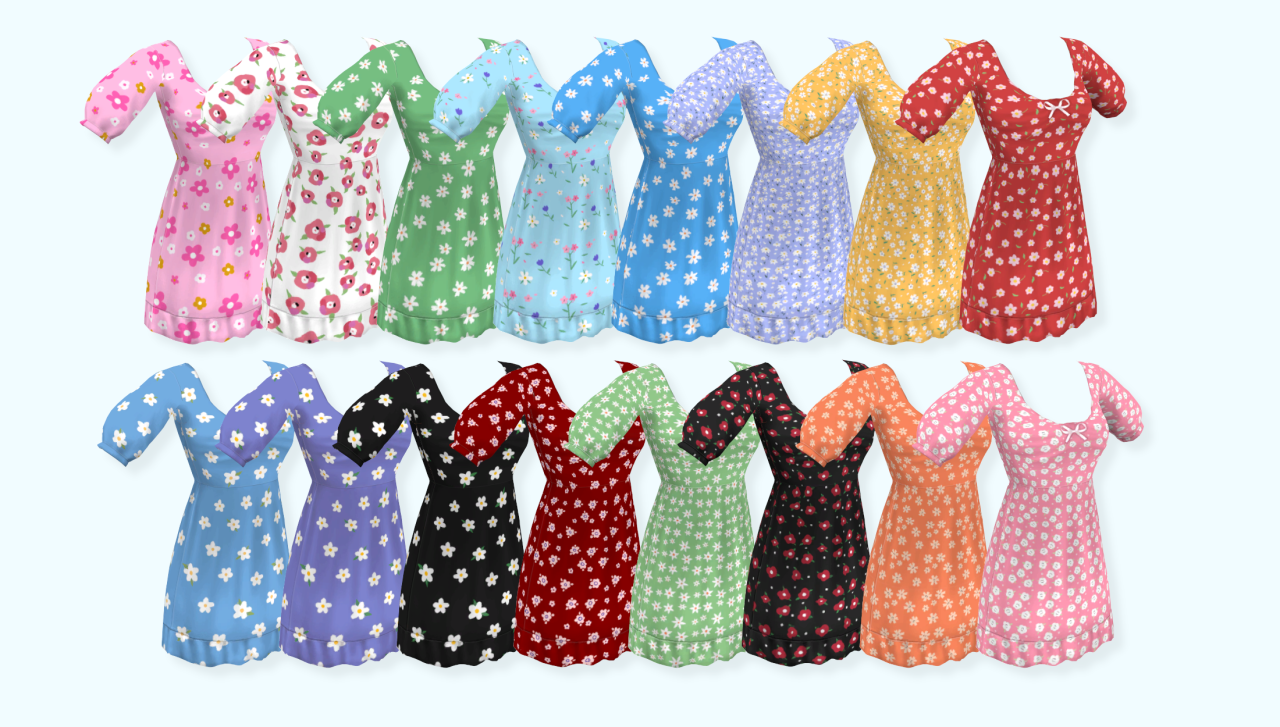 Floral Dress - The Sims 4 Create a Sim - CurseForge