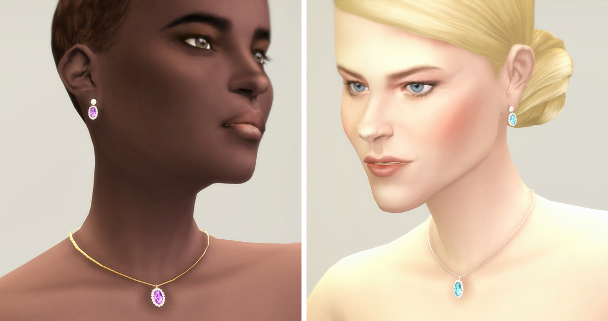 M Jewelry VII (Earring & Necklace Set) - The Sims 4 Create a Sim ...