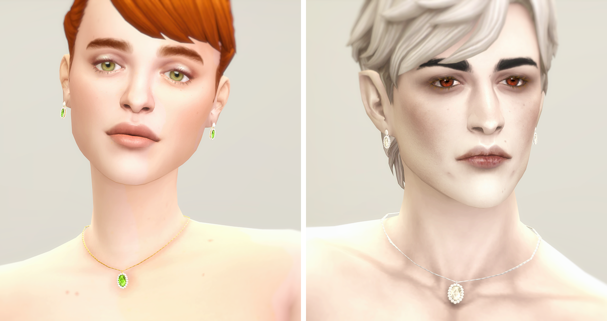 M Jewelry VII (Earring & Necklace Set) - The Sims 4 Create a Sim ...