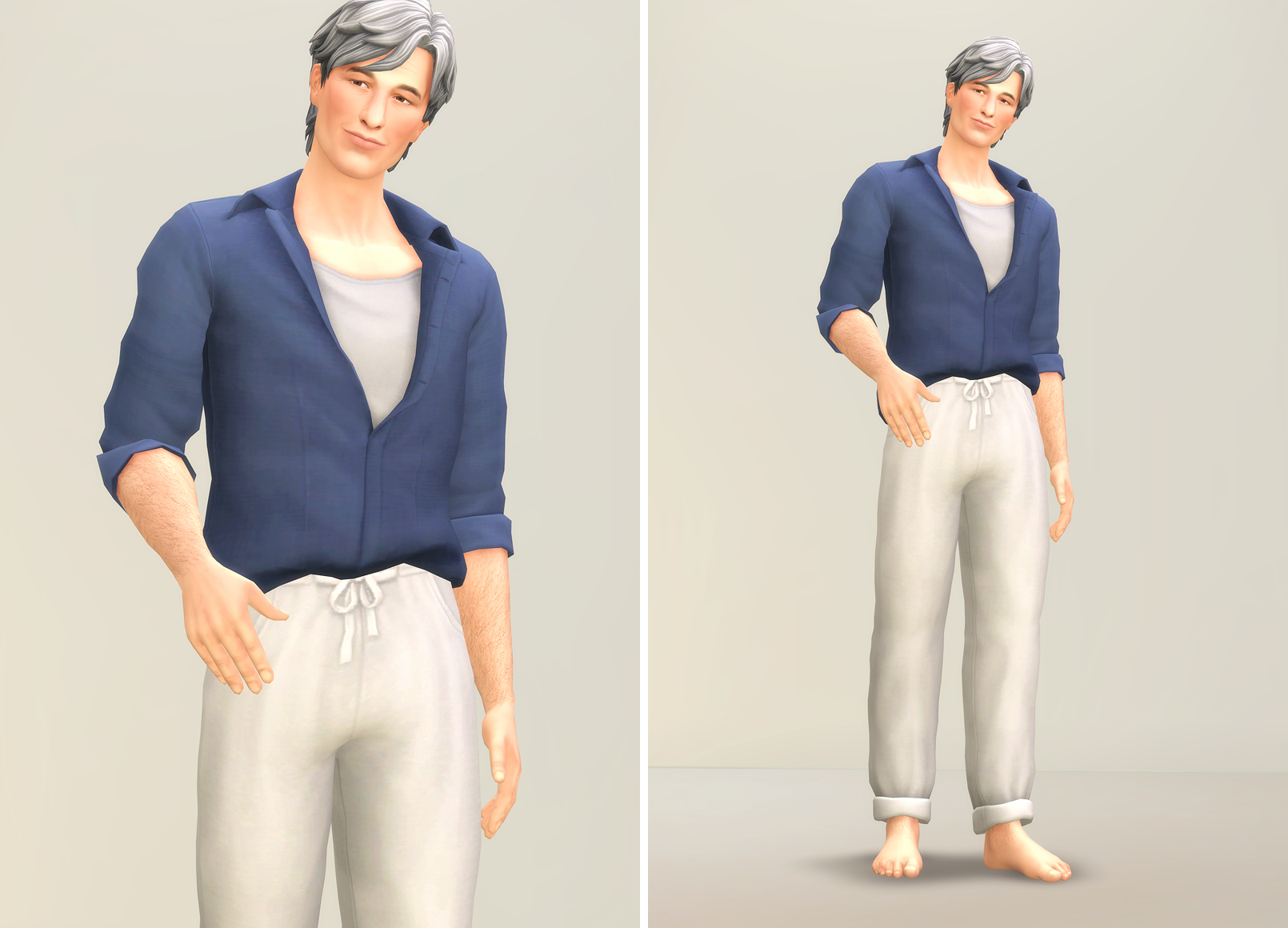 Mellow I - Rolled-Up Sleeves Shirt & Long Pants for M - The Sims 4 ...