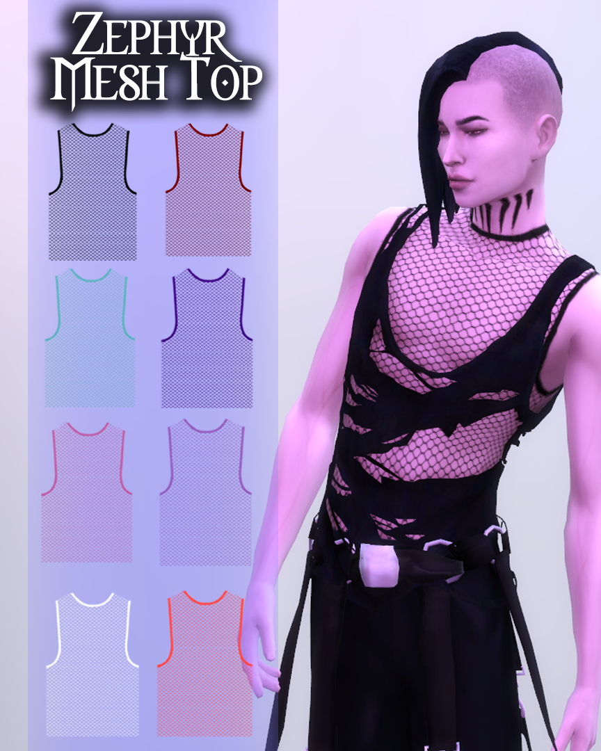 Zephyr Mesh Top (Distorted Dusk Collection) - The Sims 4 Create a Sim ...