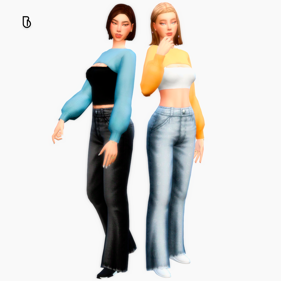Molly Top - Version 2 - Woman Neck Cropped Sweater - Gallery - The Sims ...