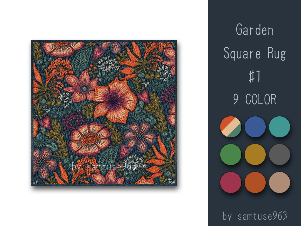 Garden Pattern Square Dance Rug #1 Samtuse963 - The Sims 4 Build / Buy ...