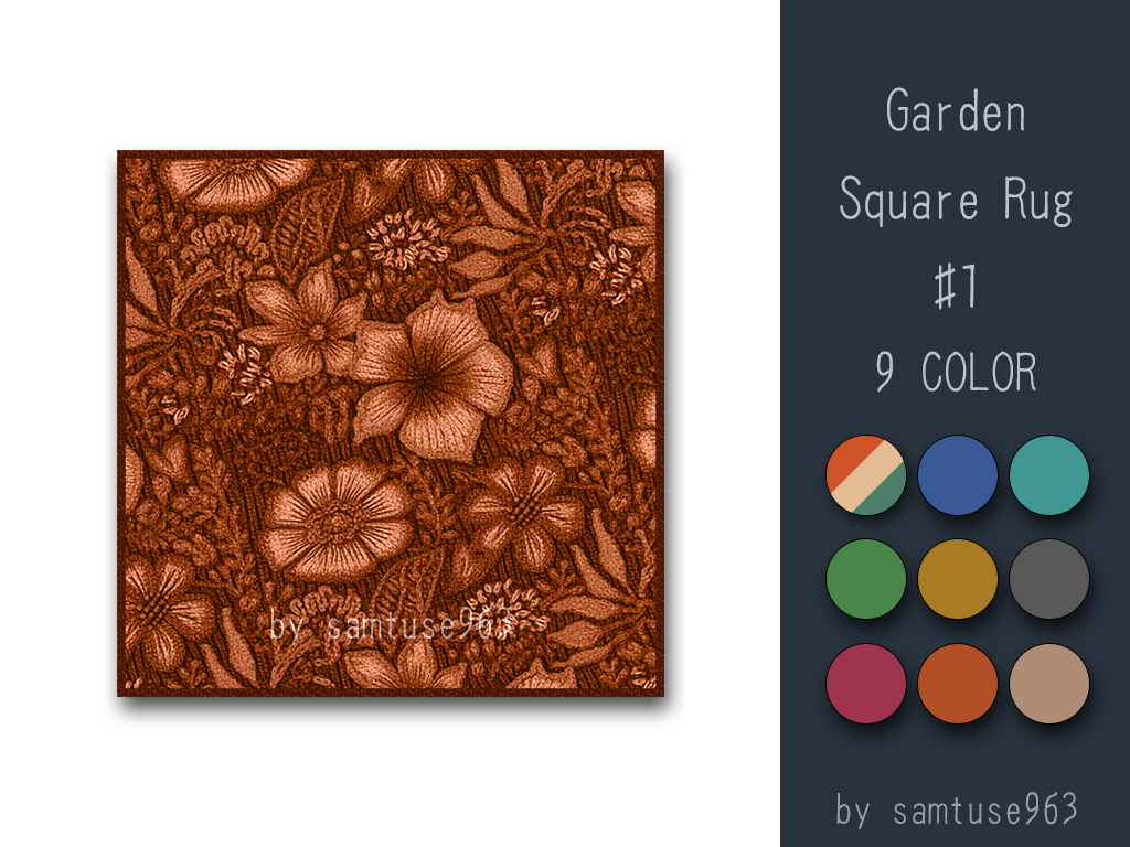 Garden Pattern Square Dance Rug #1 Samtuse963 - The Sims 4 Build / Buy ...