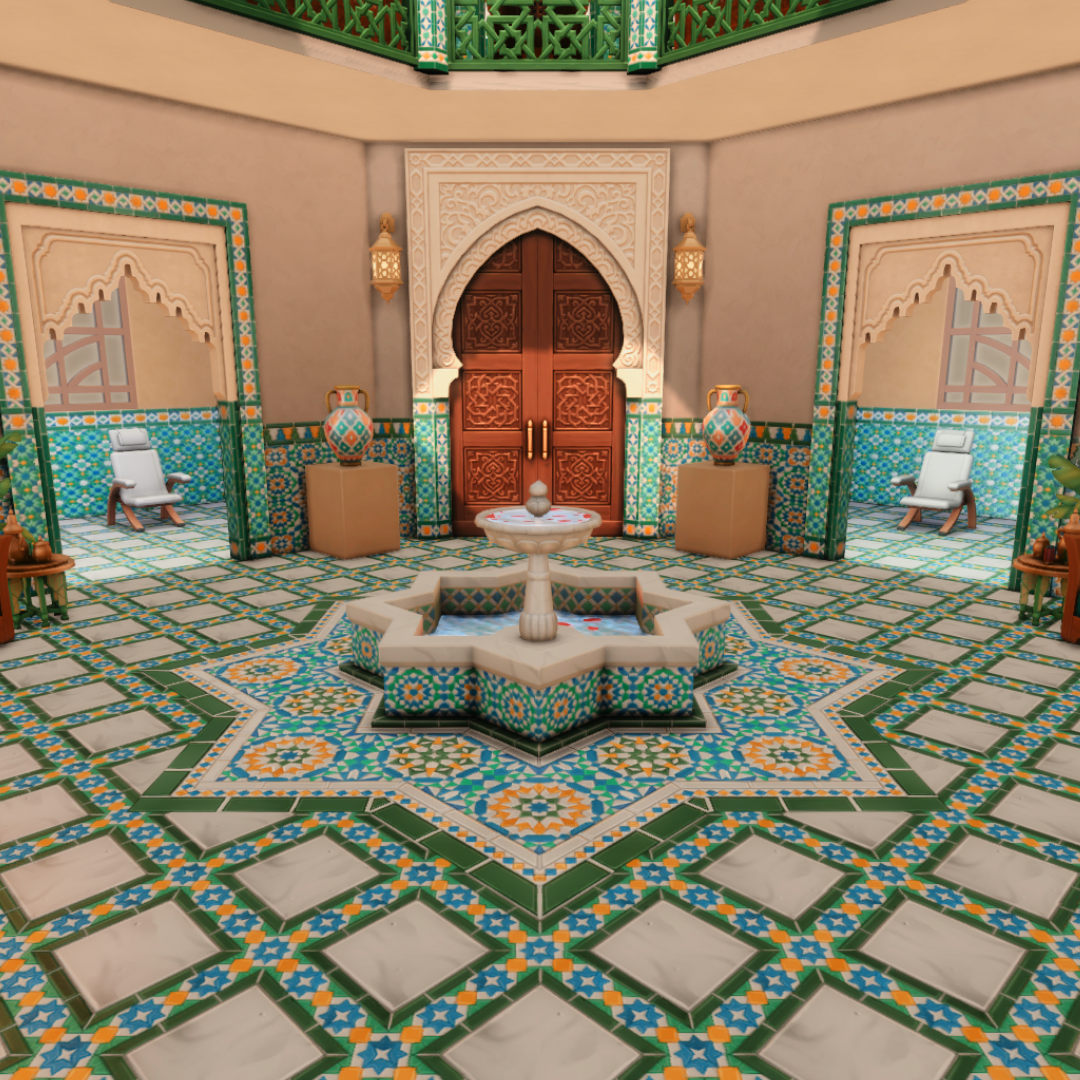 Moroccan Bathhouse | Oasis Springs Spa | Courtyard Oasis Kit - The Sims ...