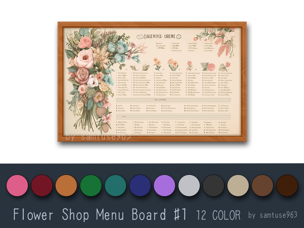 Flower Shop Menu Board #1 Samtuse963 - The Sims 4 Build / Buy - CurseForge