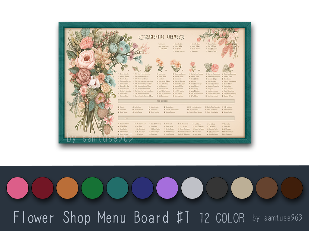Flower Shop Menu Board #1 Samtuse963 - Gallery - The Sims 4 Build / Buy ...