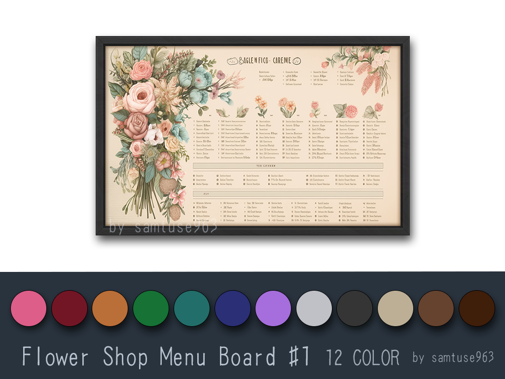 Flower Shop Menu Board #1 Samtuse963 - The Sims 4 Build / Buy - CurseForge