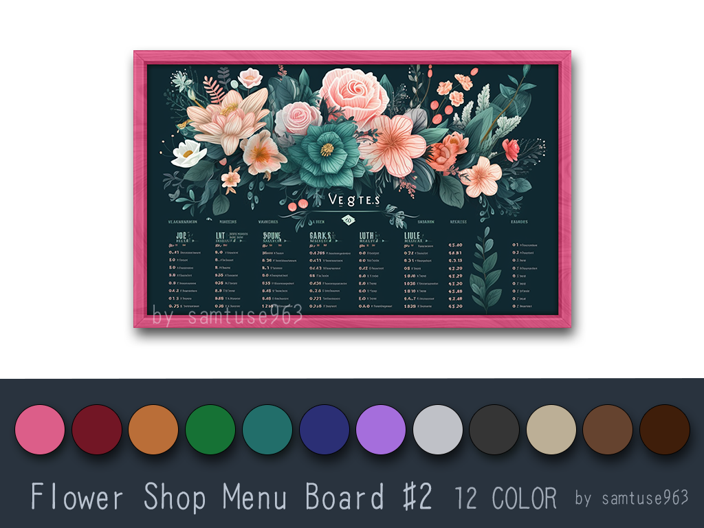 Flower Shop Menu Board #2 Samtuse963 - The Sims 4 Build / Buy - CurseForge