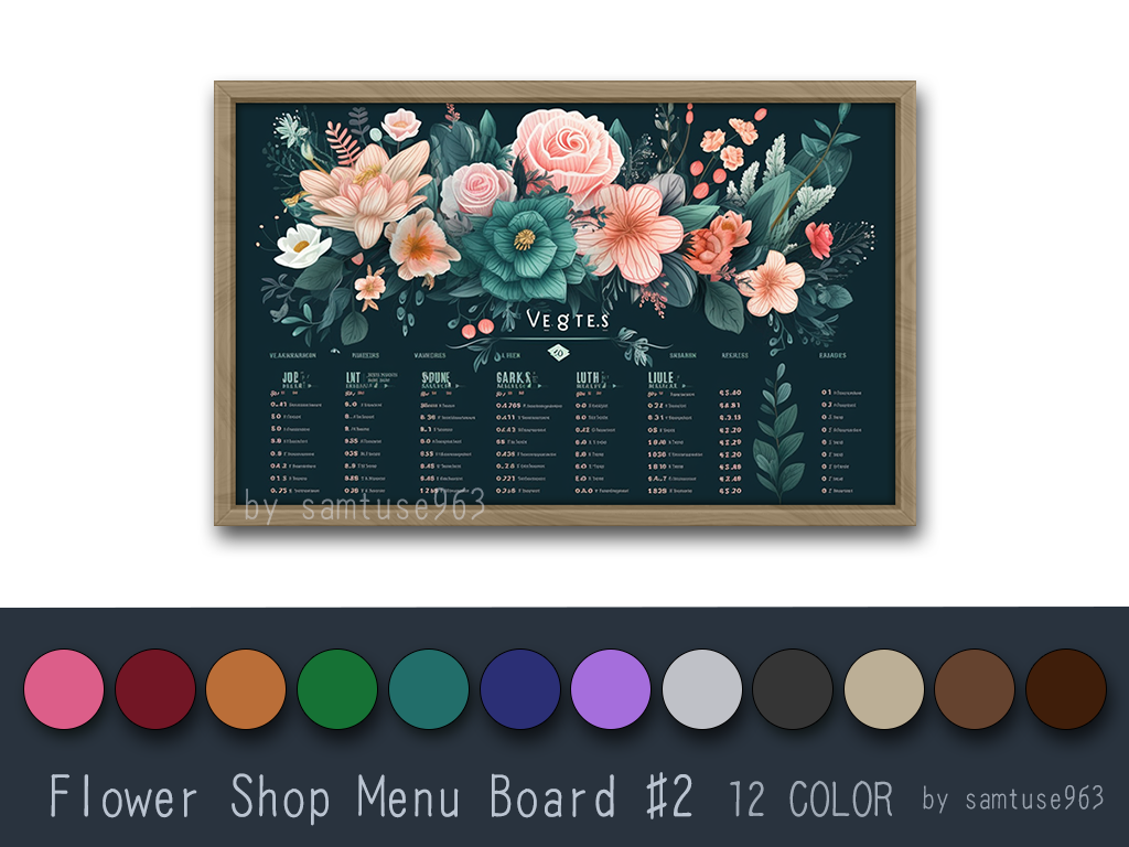Flower Shop Menu Board #2 Samtuse963 - Gallery - The Sims 4 Build / Buy ...