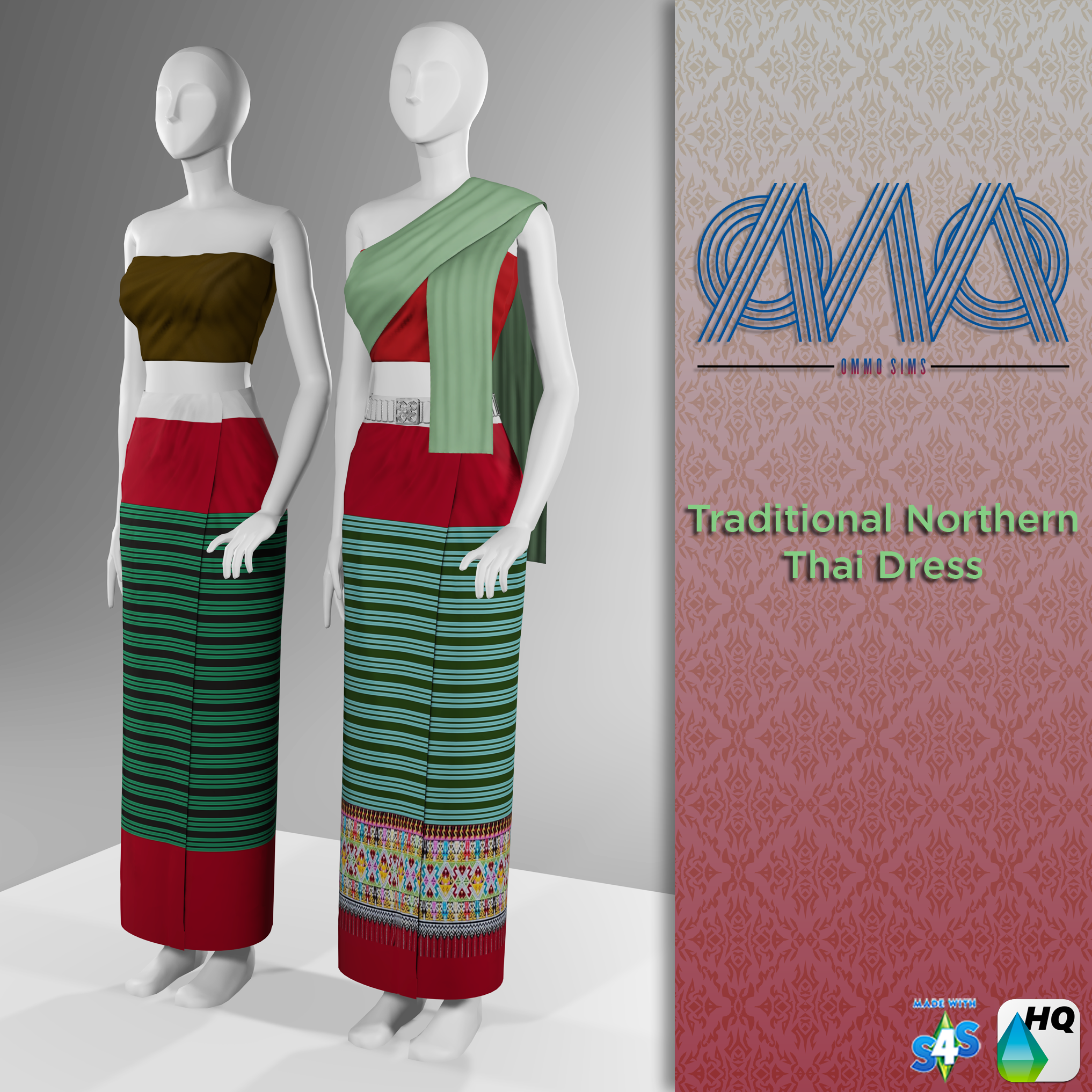 Traditional Northern Thai Dress - The Sims 4 Create a Sim - CurseForge