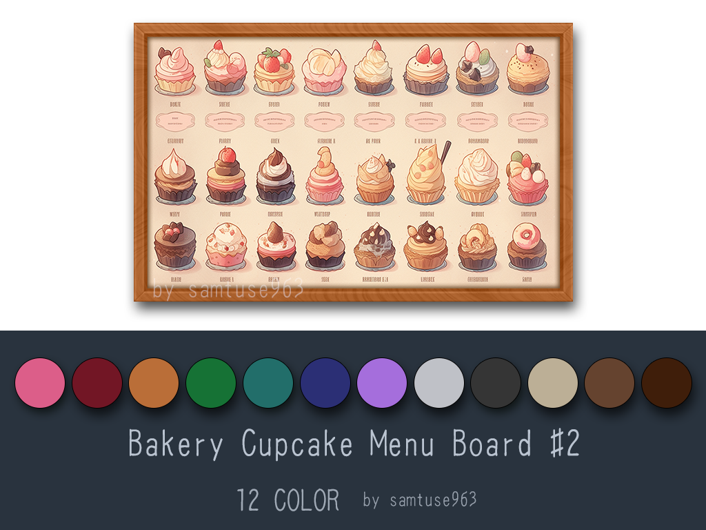 Bakery Cupcake Menu Board #2 Samtuse963 - The Sims 4 Build / Buy ...