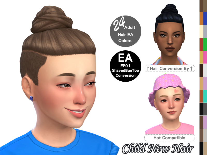 Child Shaved BunTop Hair - The Sims 4 Create a Sim - CurseForge