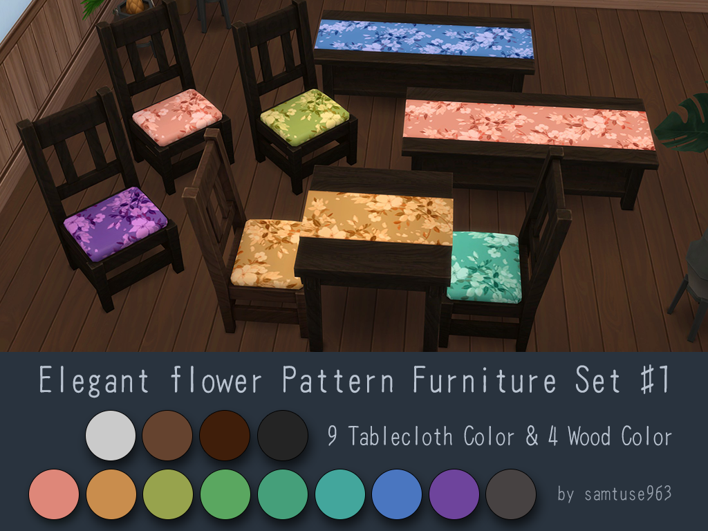Elegant Flower Pattern Furniture Set #1-Samtuse963 - The Sims 4 Build ...