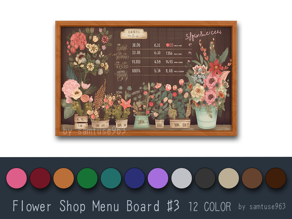 Flower Shop Menu Board #3 Samtuse963 - The Sims 4 Build / Buy - CurseForge
