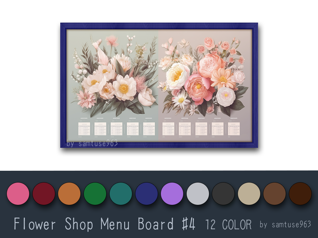 Flower Shop Menu Board #4 Samtuse963 - Screenshots - The Sims 4 Build ...