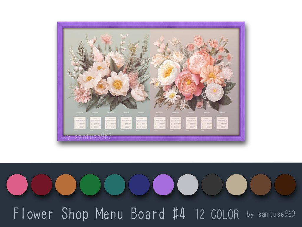 Flower Shop Menu Board #4 Samtuse963 - Screenshots - The Sims 4 Build ...