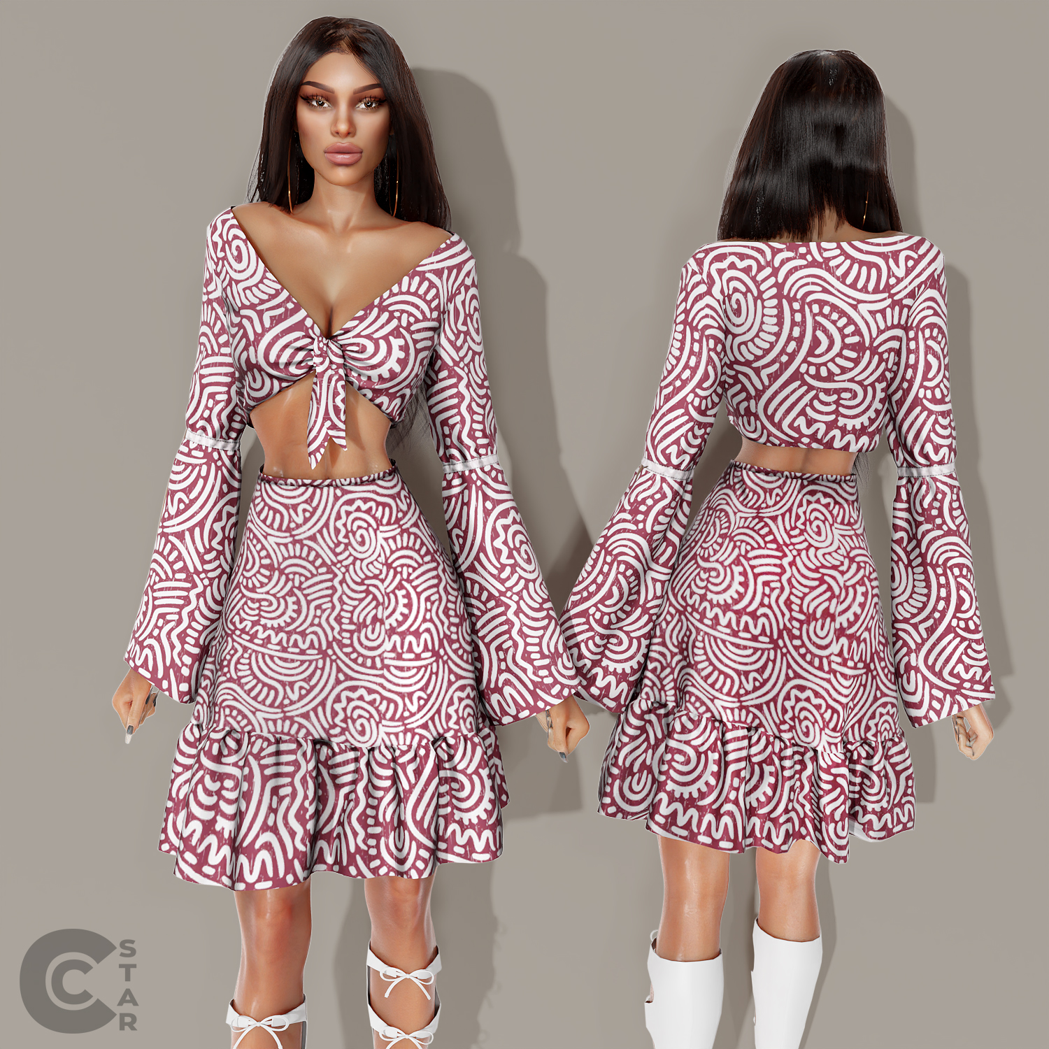 Bohemian set : Tied top & Skirt - Gallery - The Sims 4 Create a Sim ...