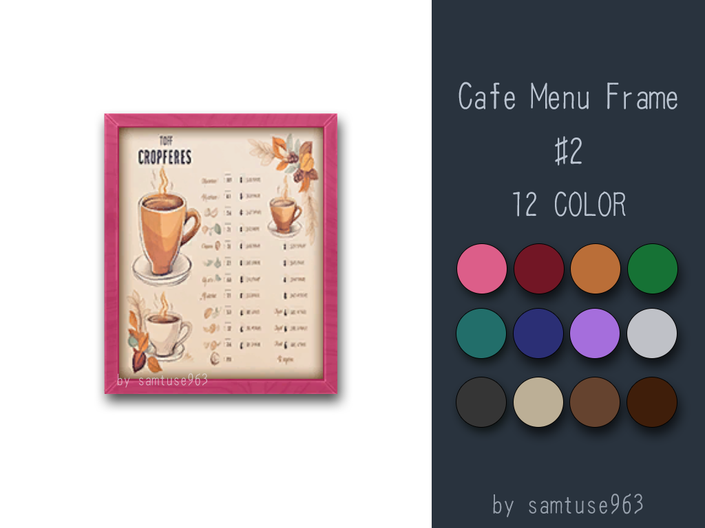 Cafe Menu Frame #2 Samtuse963 - Gallery - The Sims 4 Build / Buy ...