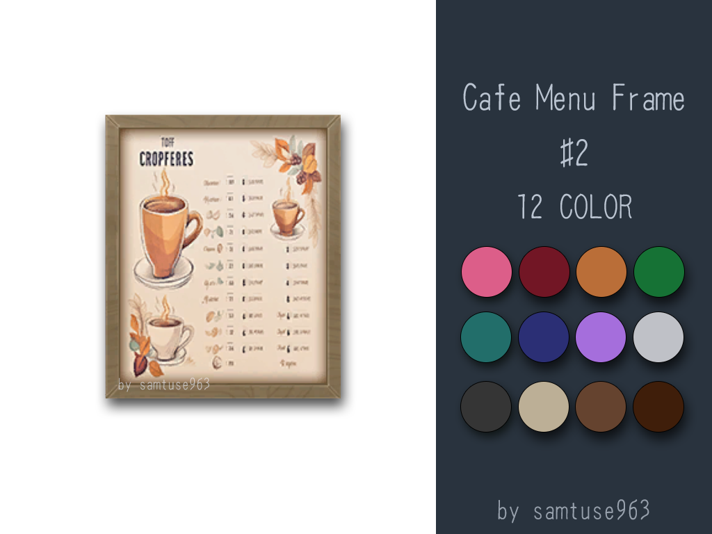 Cafe Menu Frame #2 Samtuse963 - The Sims 4 Build / Buy - CurseForge