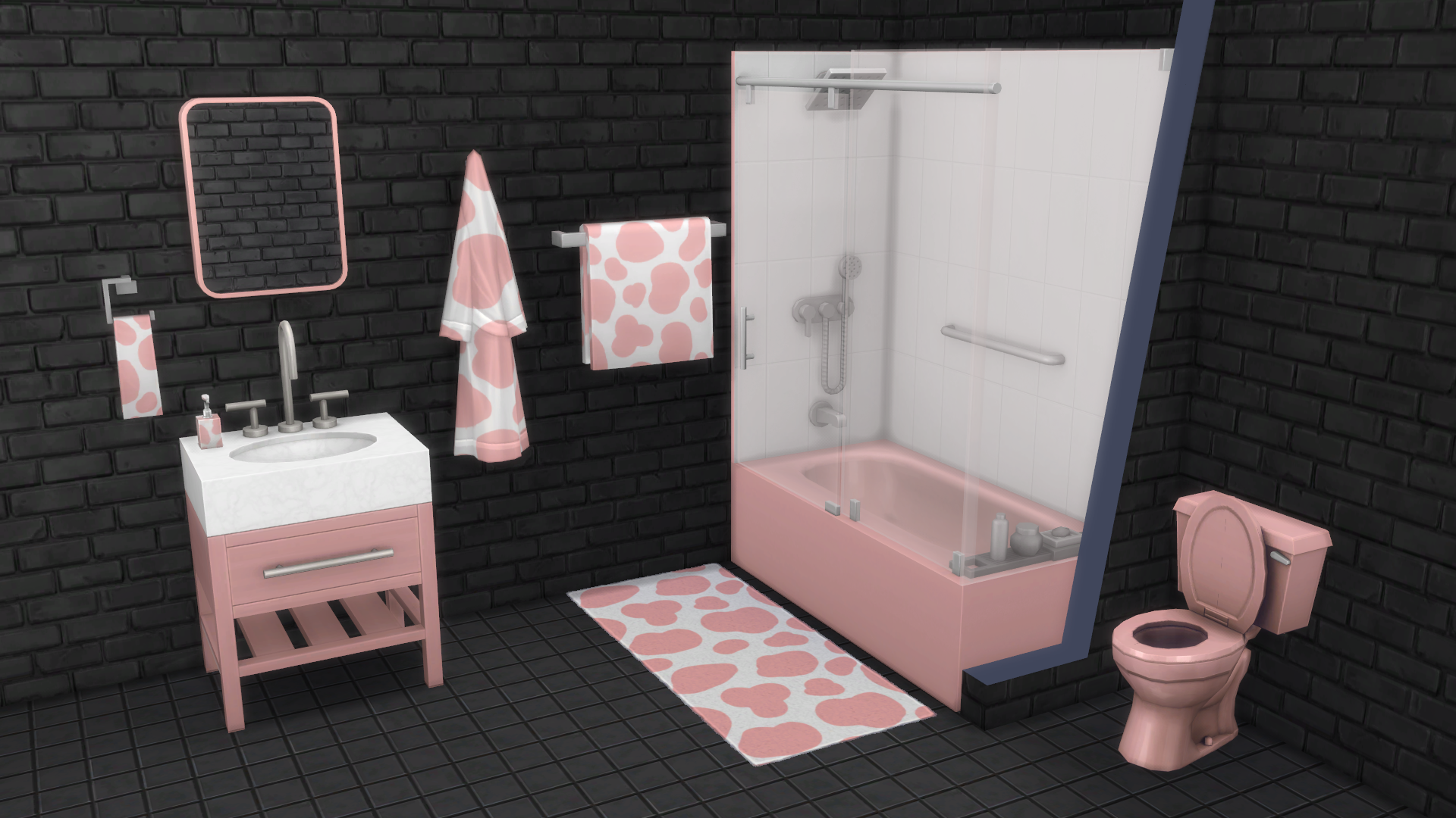 Rainbow Cow Print Bathroom Recolor - The Sims 4 Build / Buy - CurseForge