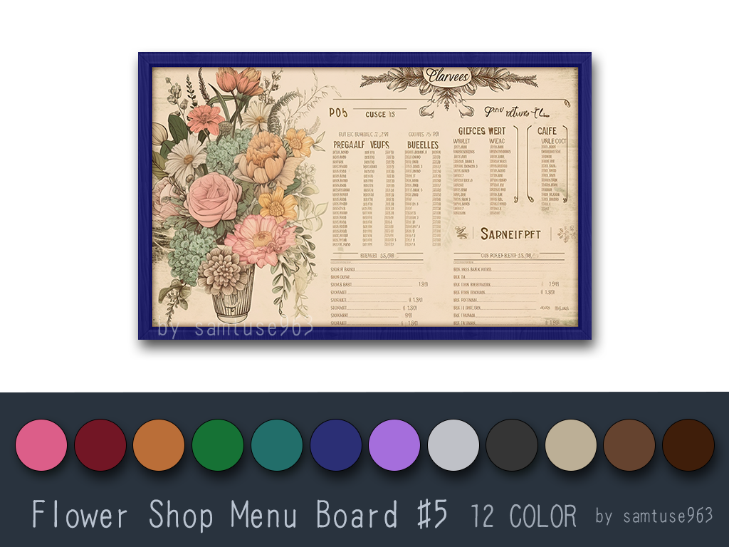 Flower Shop Menu Board #5 Samtuse963 - The Sims 4 Build / Buy - CurseForge