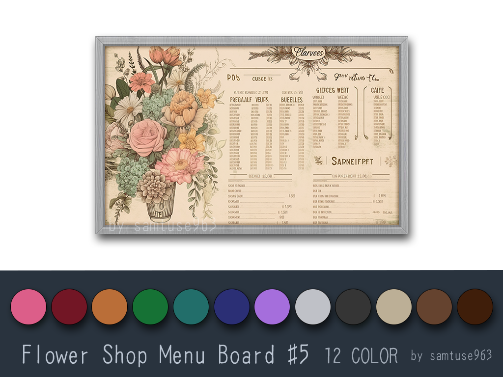 Flower Shop Menu Board #5 Samtuse963 - Gallery - The Sims 4 Build / Buy ...