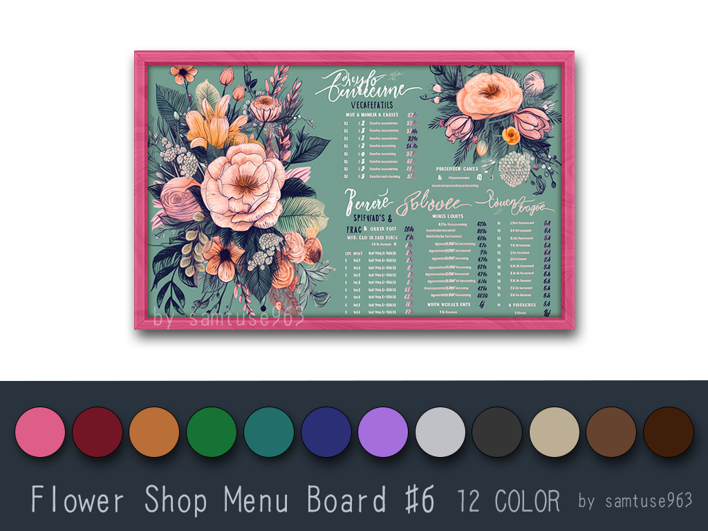 Flower Shop Menu Board #6 Samtuse963 - The Sims 4 Build / Buy - CurseForge