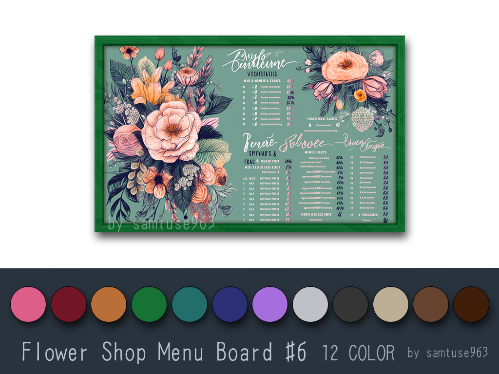 Flower Shop Menu Board #6 Samtuse963 - The Sims 4 Build / Buy - CurseForge