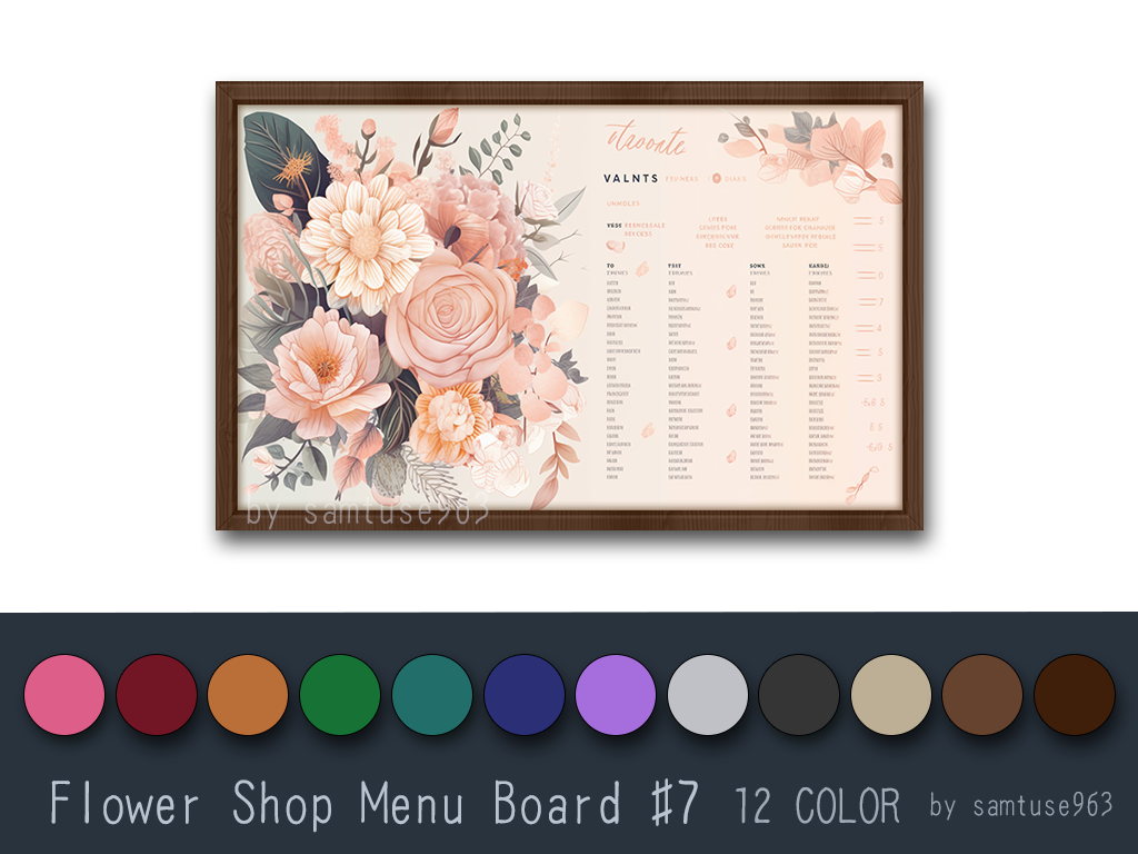 Flower Shop Menu Board #7 Samtuse963 - The Sims 4 Build / Buy - CurseForge