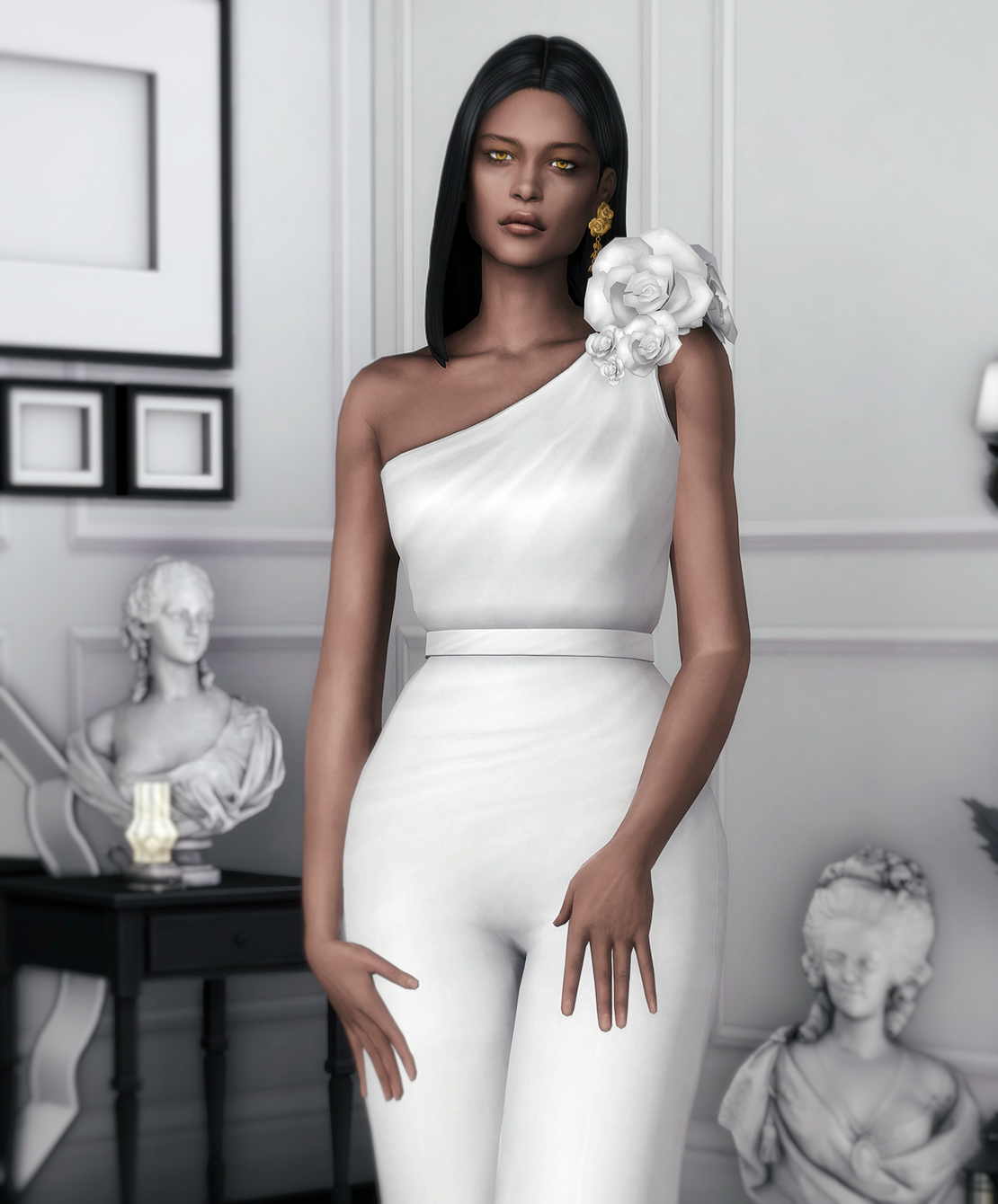 Princess of XI - Draped Shoulder Jumpsuit - The Sims 4 Create a Sim ...