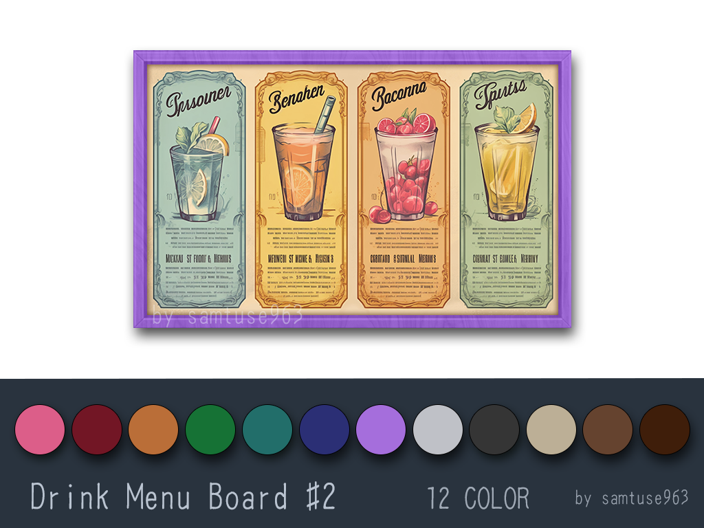 Drink Menu Board #2 Samtuse963 - The Sims 4 Build / Buy - CurseForge