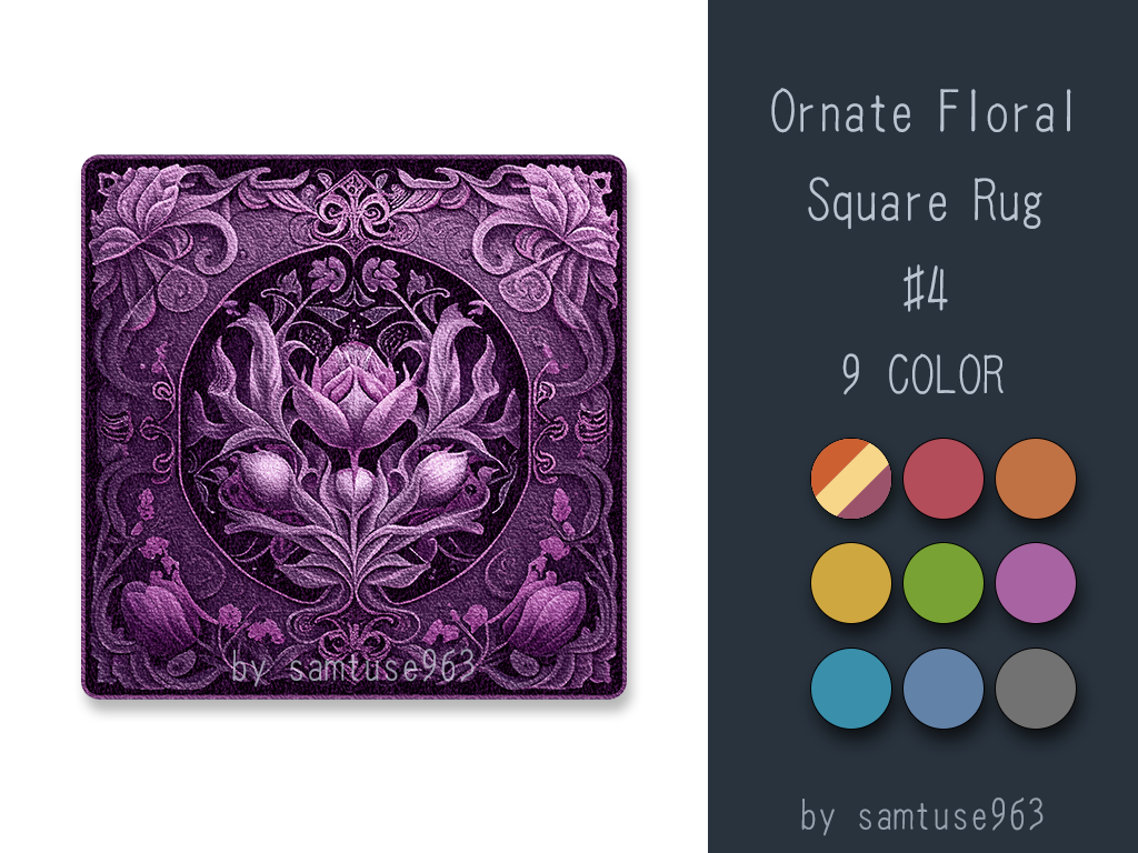 Ornate Floral Square Dance Rug #4 Samtuse963 - The Sims 4 Build / Buy ...