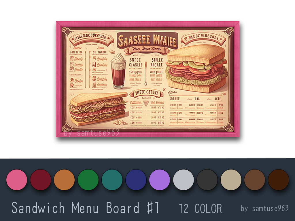 Sandwich Menu Board #1 Samtuse963 - The Sims 4 Build / Buy - CurseForge