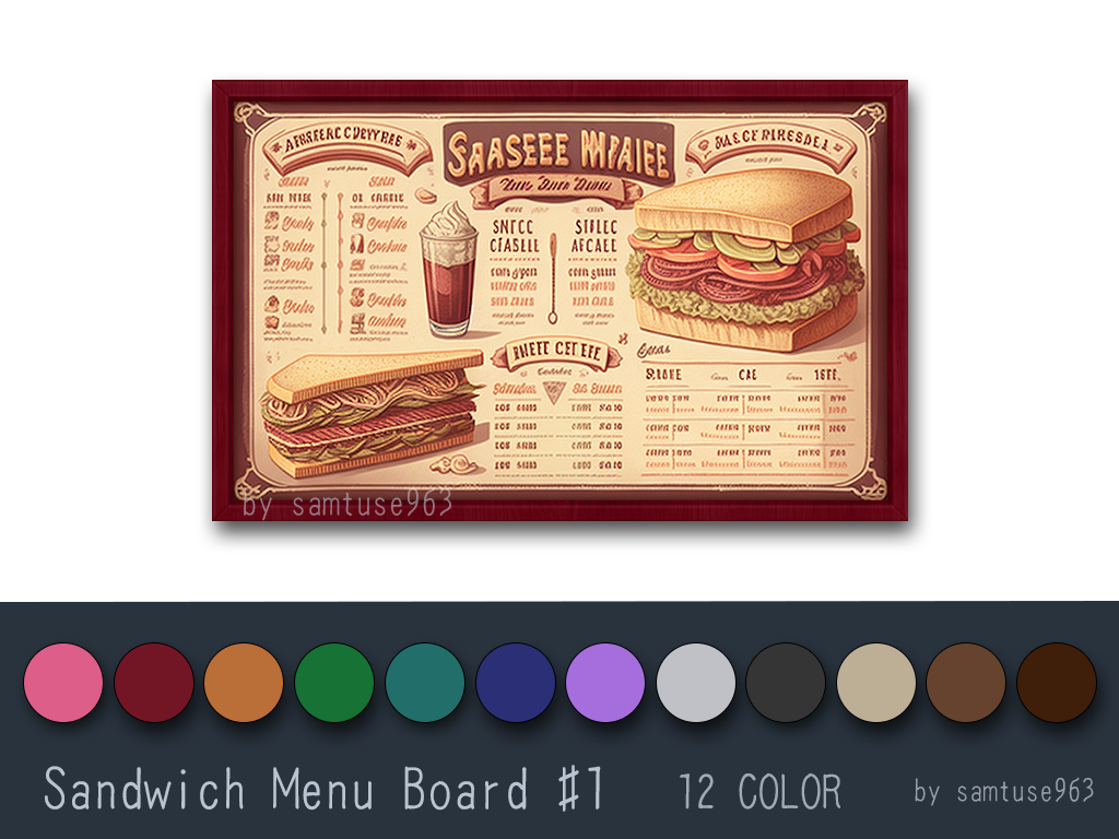 Sandwich Menu Board #1 Samtuse963 - The Sims 4 Build / Buy - CurseForge