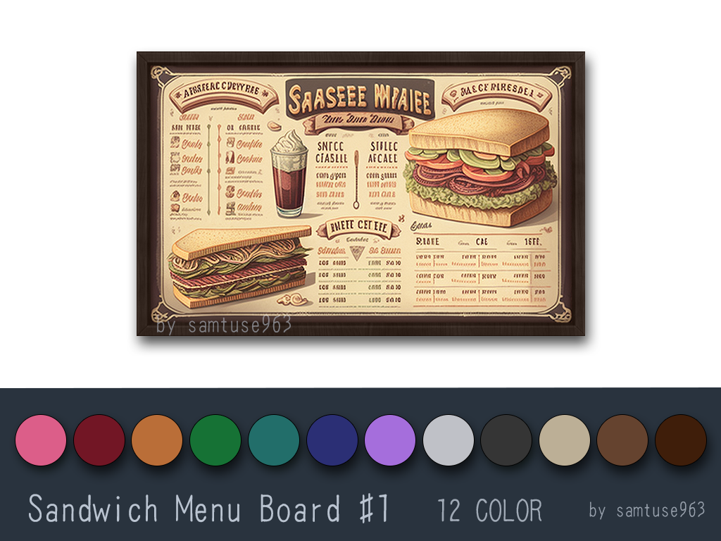 Sandwich Menu Board #1 Samtuse963 - Gallery - The Sims 4 Build / Buy ...