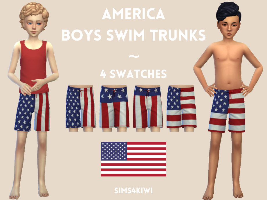 America Boys Swim Trunks - Screenshots - The Sims 4 Create a Sim ...