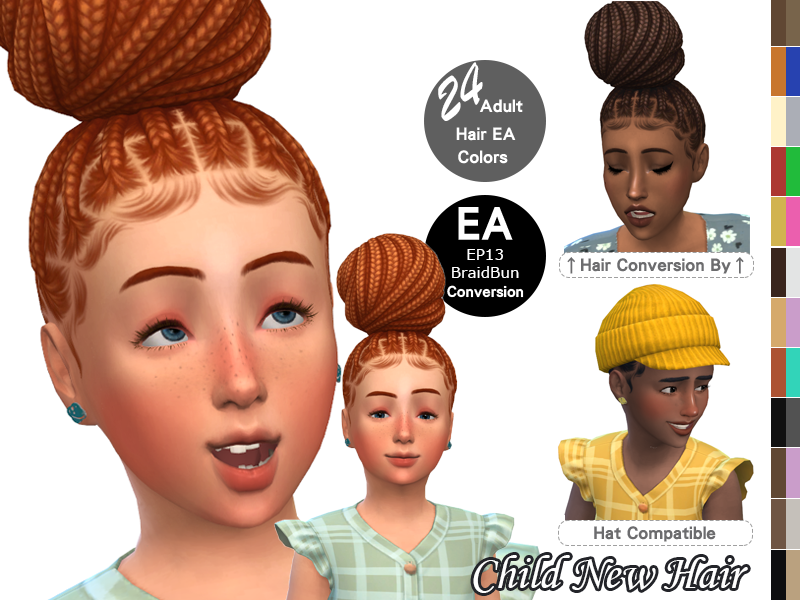 Child Braid Bun Hair - Gallery - The Sims 4 Create a Sim - CurseForge