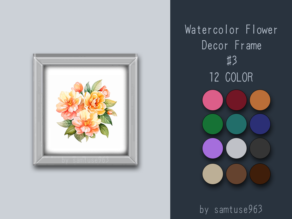 Watercolor Flower Decor Frame #3 Samtuse963 - Screenshots - The Sims 4 ...