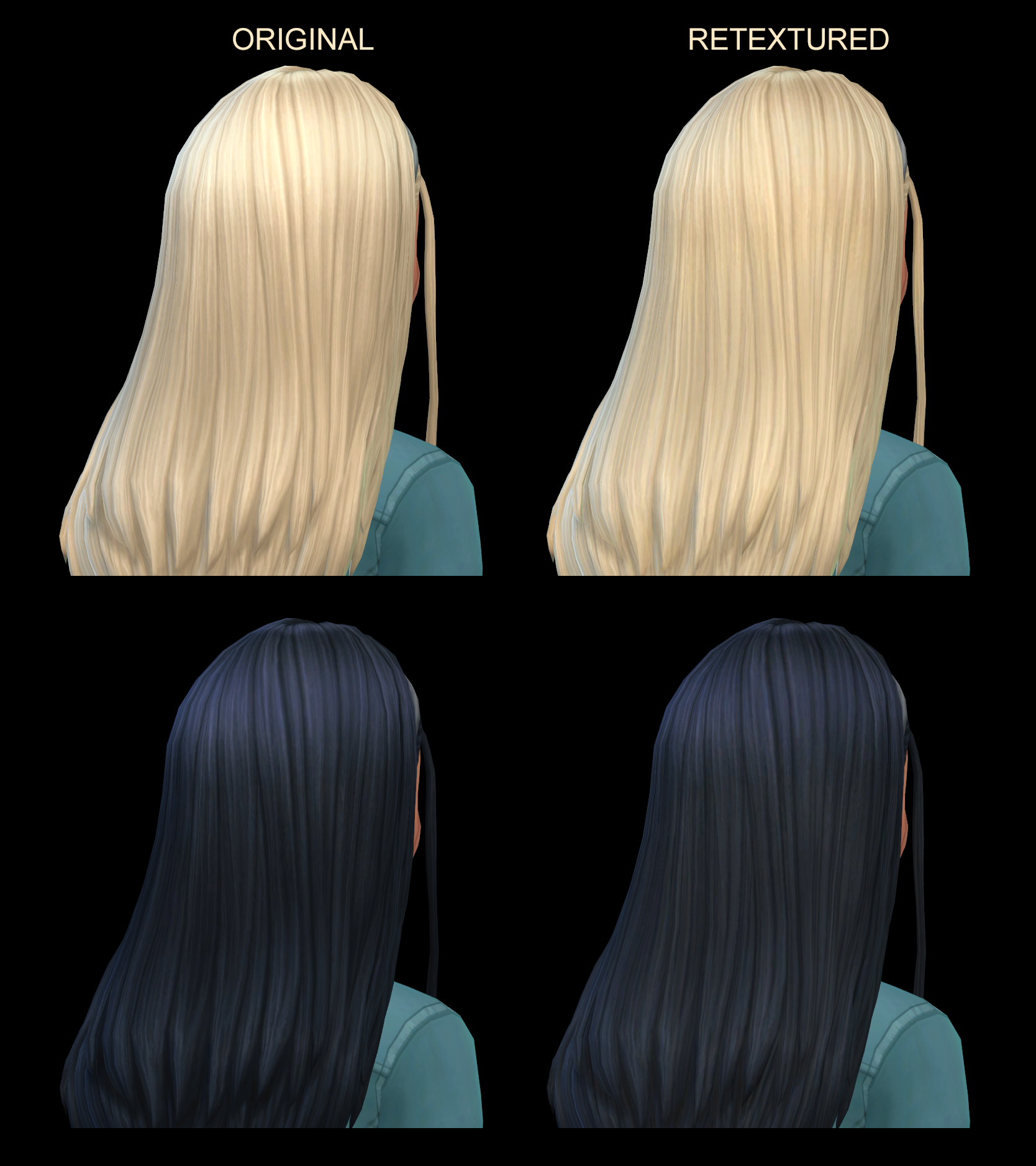Long Hair with Headband Recoloured and Retextured - Child - The Sims 4 ...