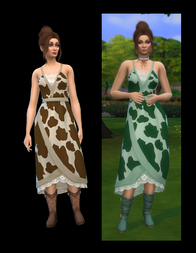 Layered Cow Print Dress - 19 Colours - The Sims 4 Create a Sim - CurseForge